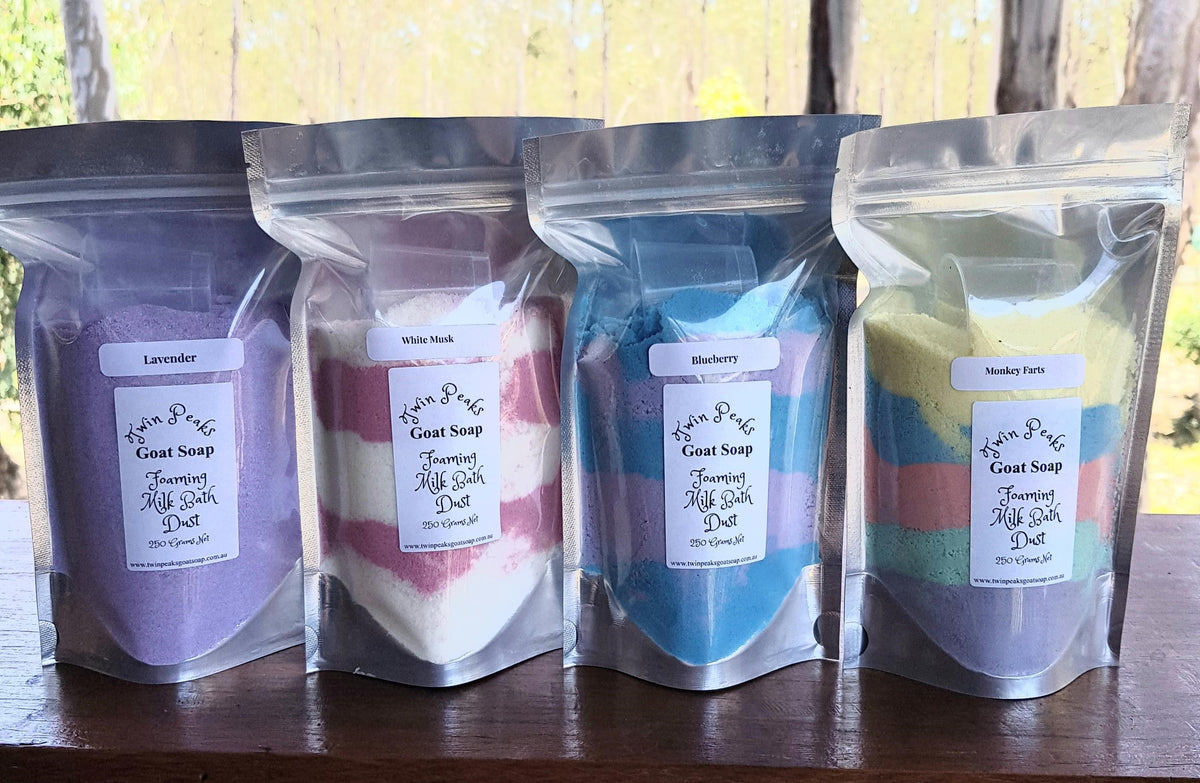 Foaming Milk Bath Dust 300gr – Twin Peaks Goat Soap